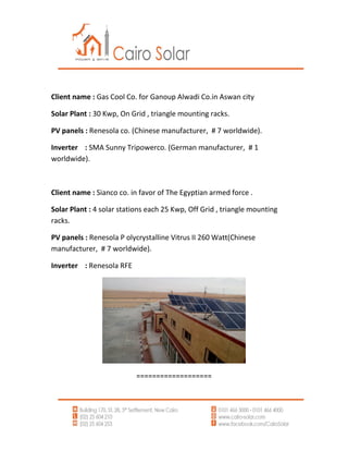 Cairo Solar projects | PDF