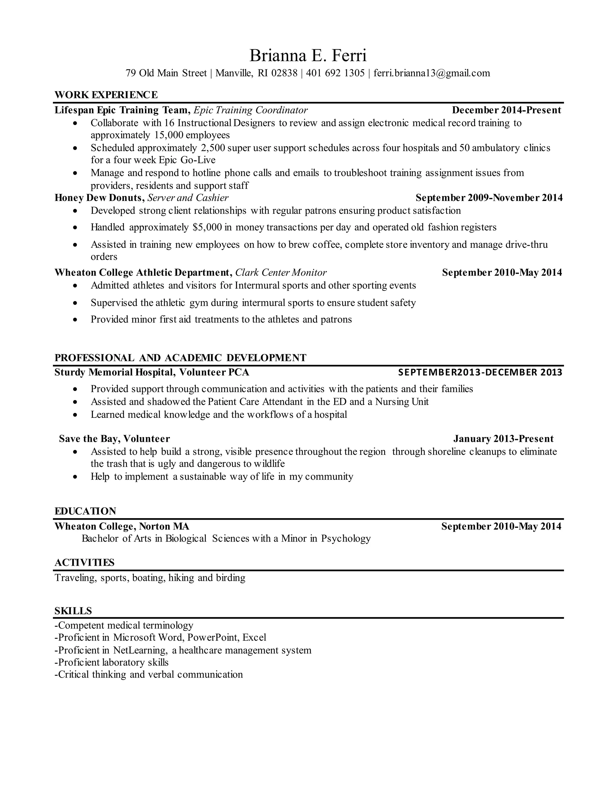 Brianna_Ferri_resume | DOCX | Business | Business and Finance