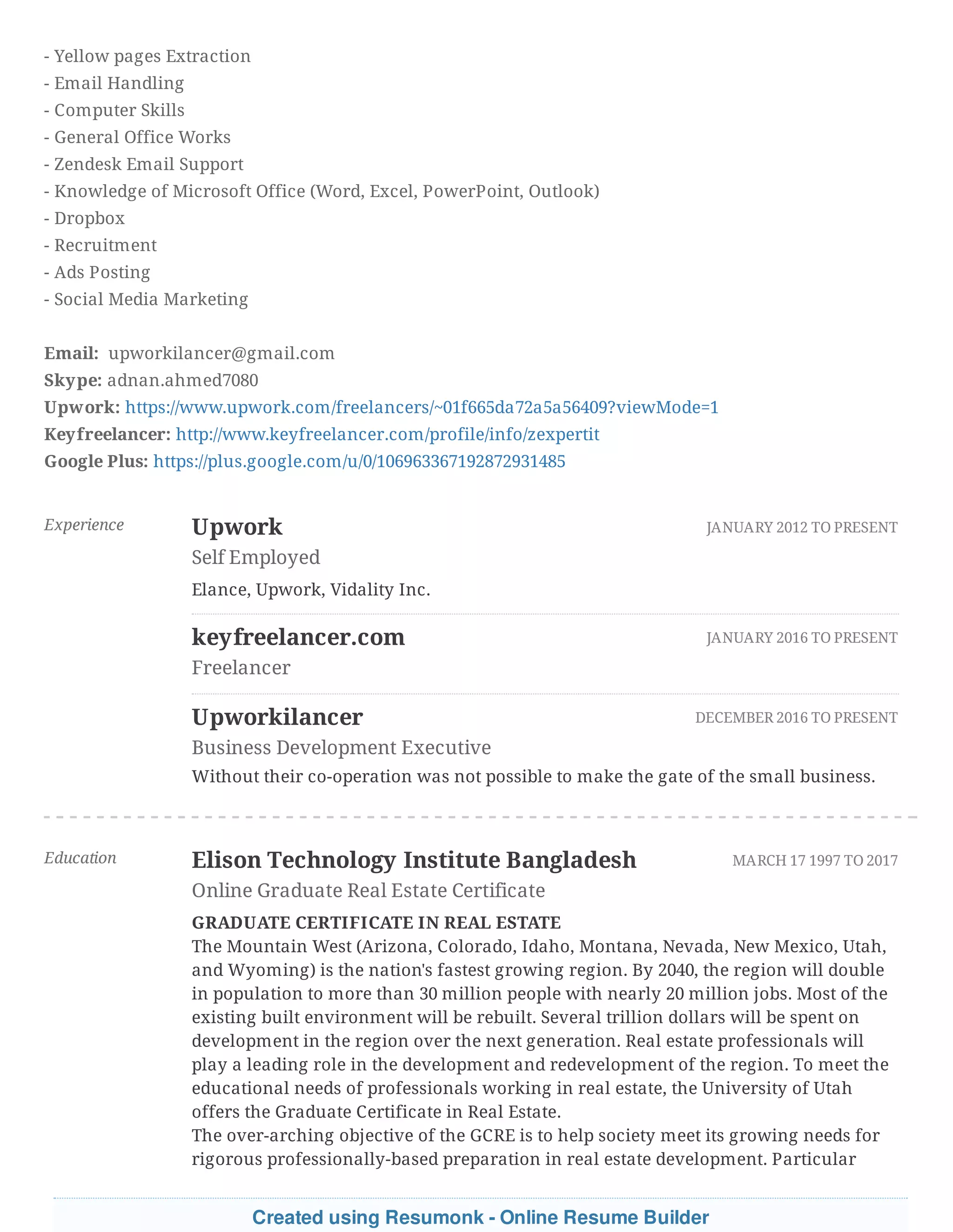 Resumonk Online Resume Builder | PDF