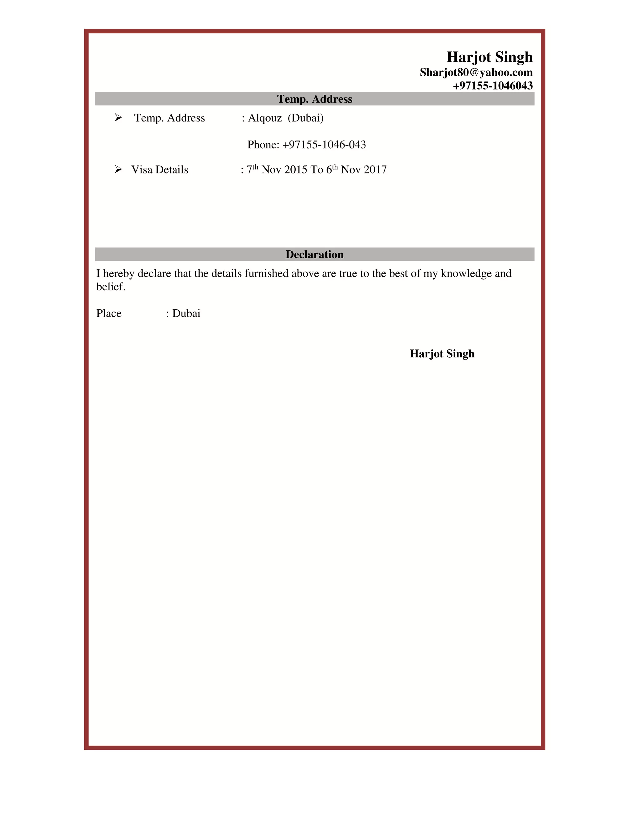 CV - Harjot Singh | PDF