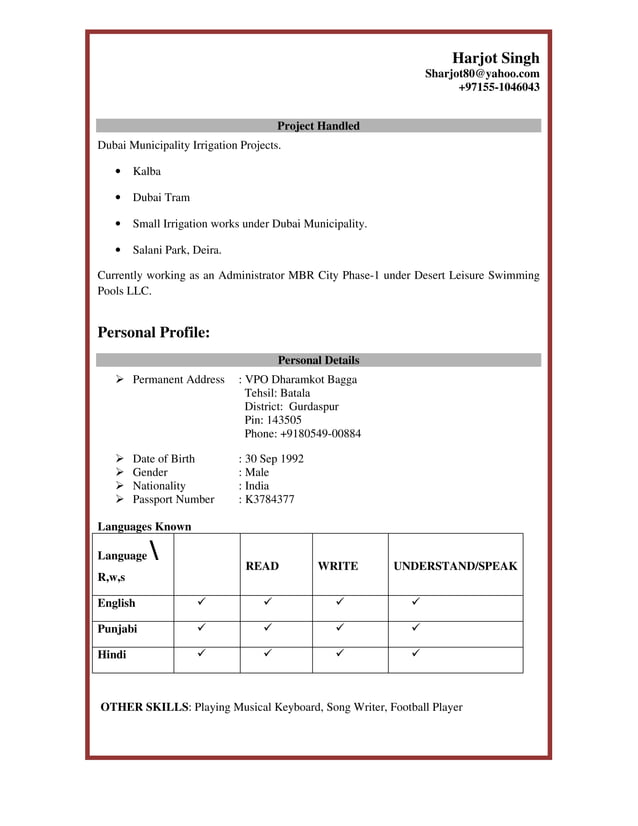 CV - Harjot Singh | PDF