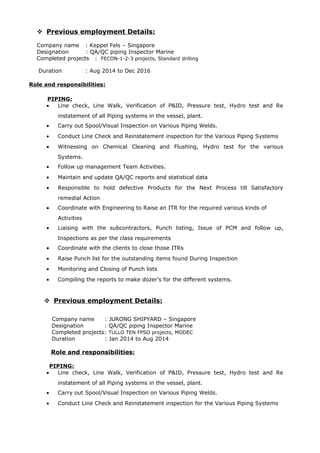 JONE. WELDING piping inspector new ROPE ACCESS LEVEL 2 | DOC