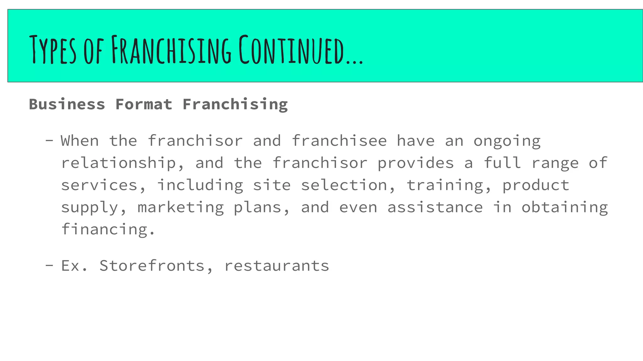 Intro to Franchising | PPT