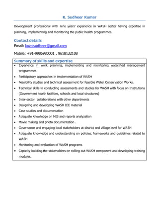 sudheer resume | DOCX | Non-Profit Organizations | Industries