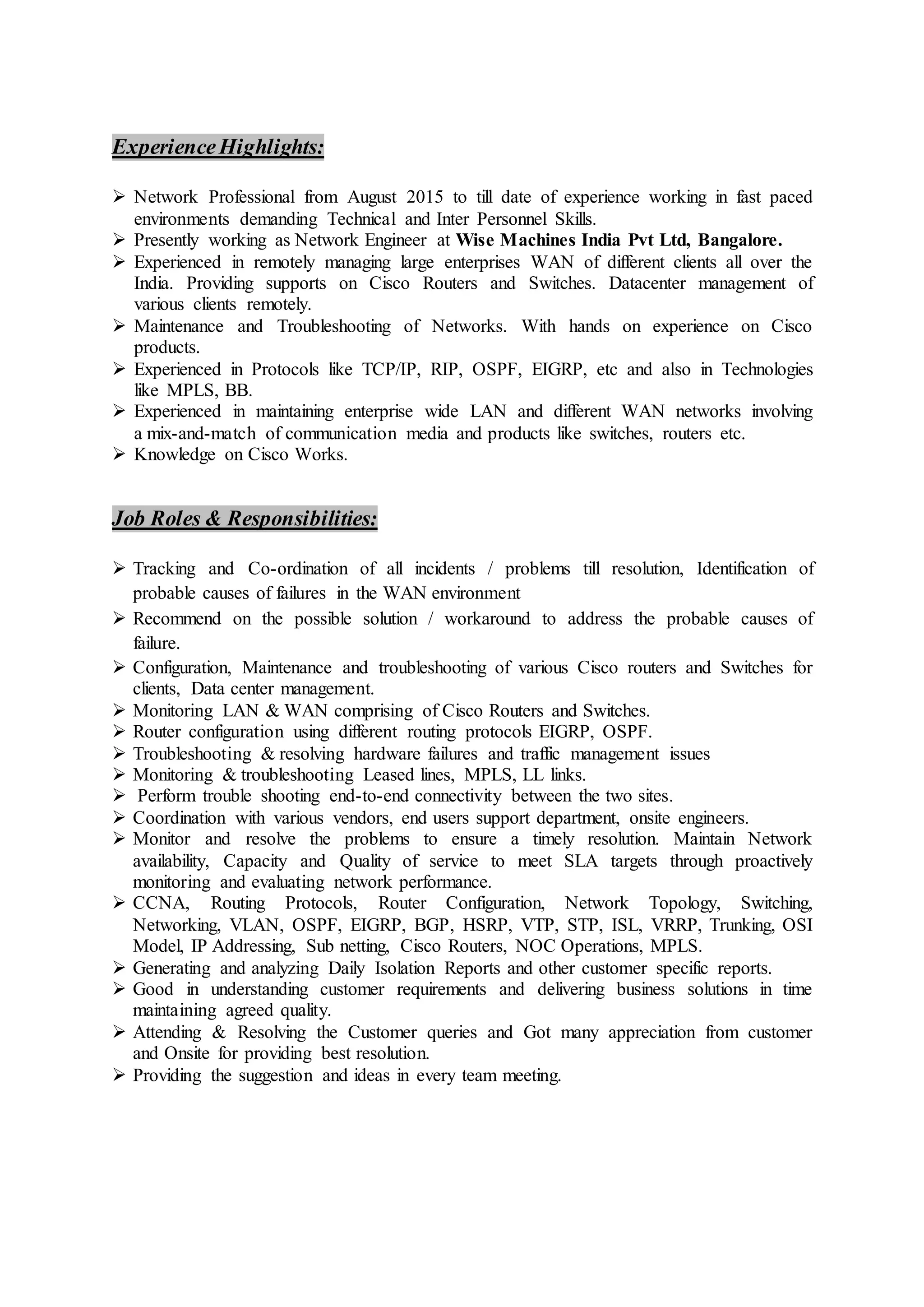 Subodh_REsume_Networking_Engg | PDF