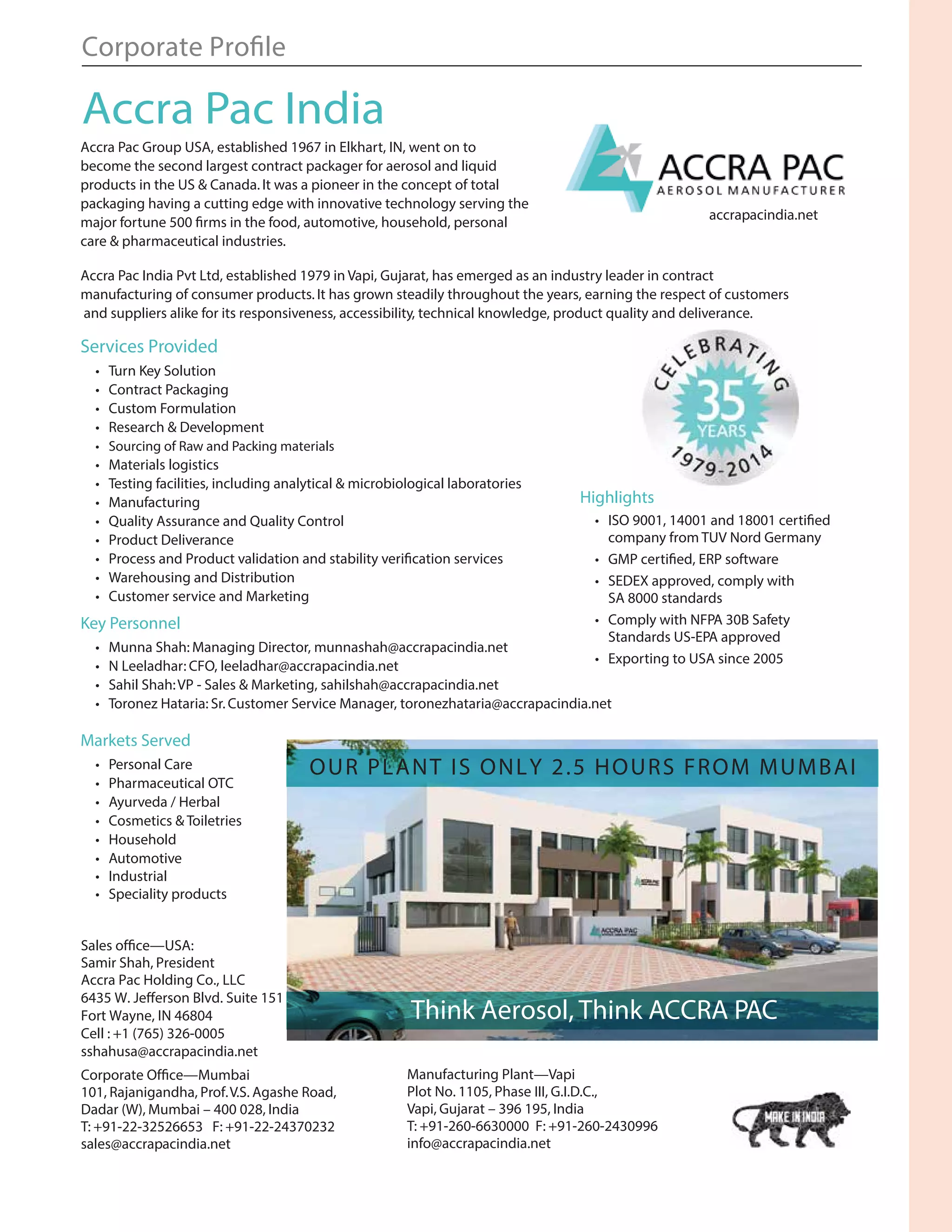 Accra Pac India (Corporate Profile) | PDF | Logistics | Business