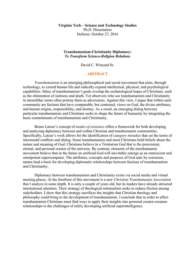 161027 Winyard Dissertation Abstract | PDF