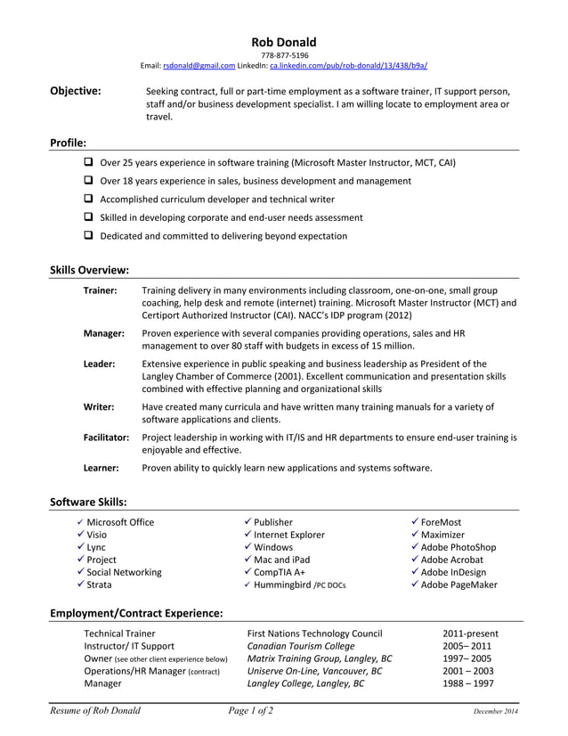Resume Rob Donald 1214 | PDF