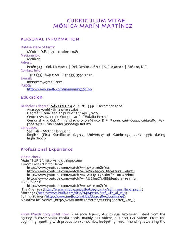 1508 CV Mónica Marín ENG | PDF | Professional School | Postgraduate Education