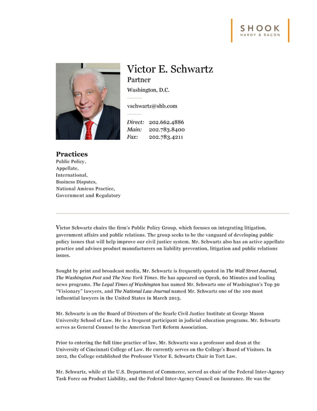 SHB Bio - Victor Schwartz | PDF