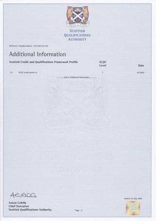 HNC Achievement Certificate page 2 | PDF