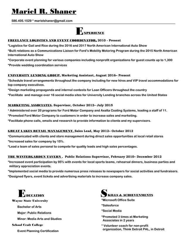 Mariel Shaner's Resume | PDF