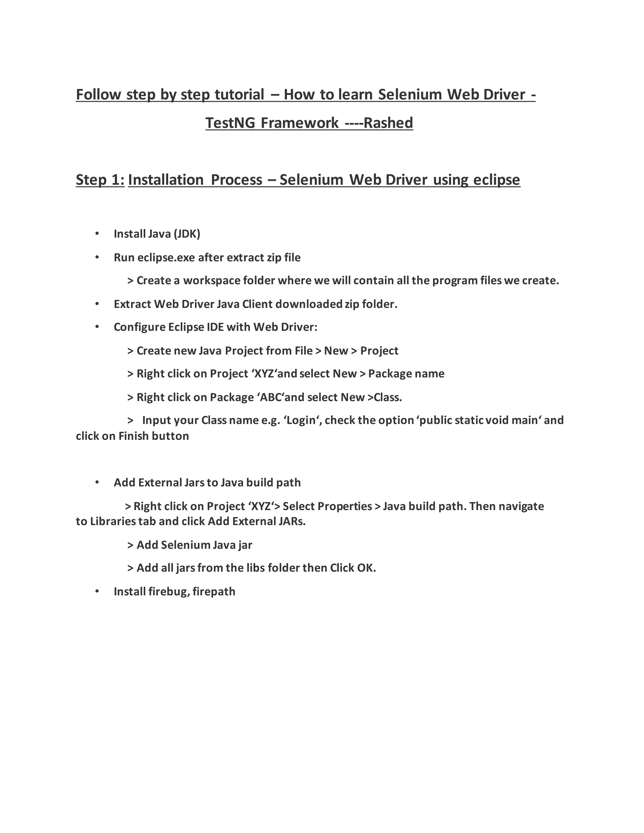 Step 87 65432 1 In Onetutorial For Begineer On Selenium Web Driver Testng Framework Pdf