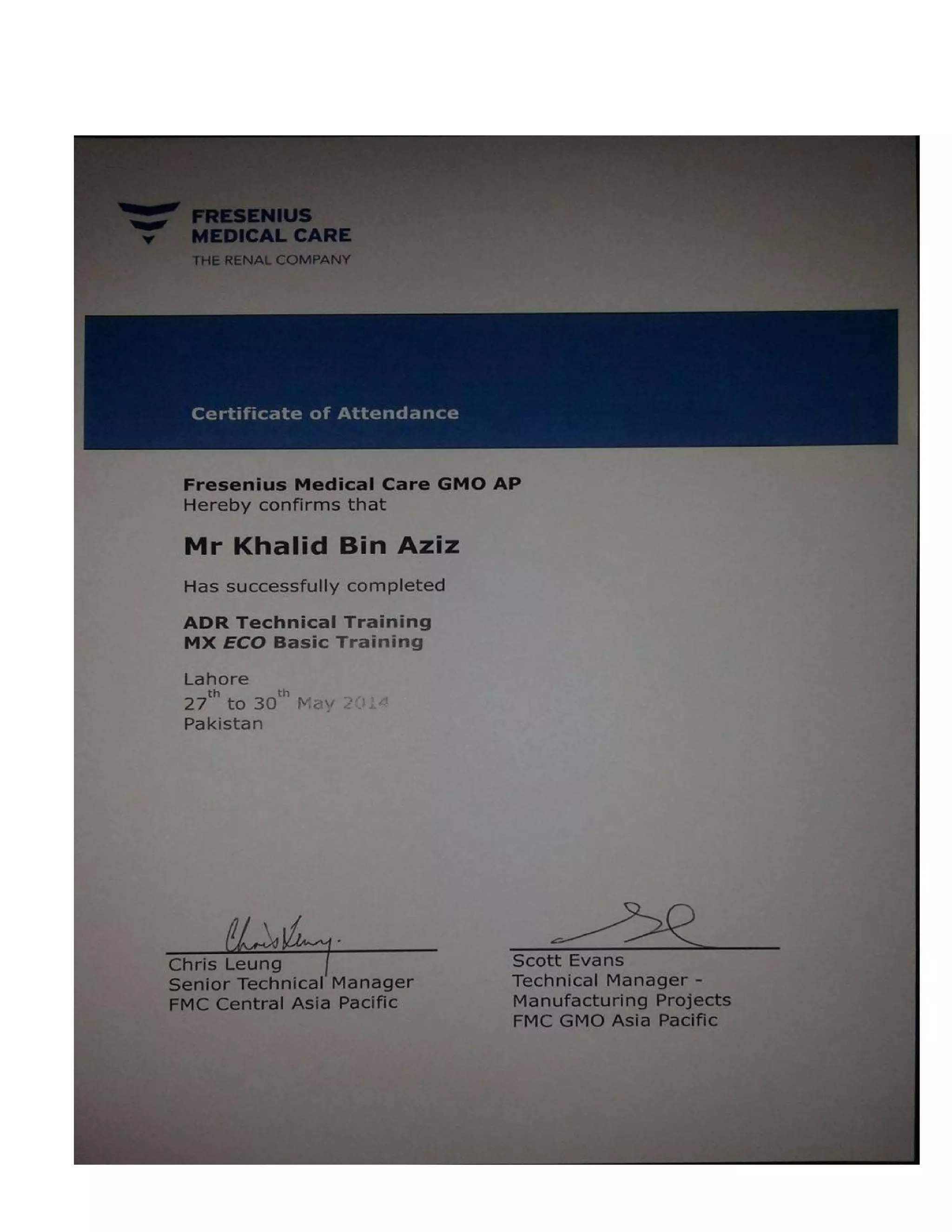 FMC-Training Certificate | PDF