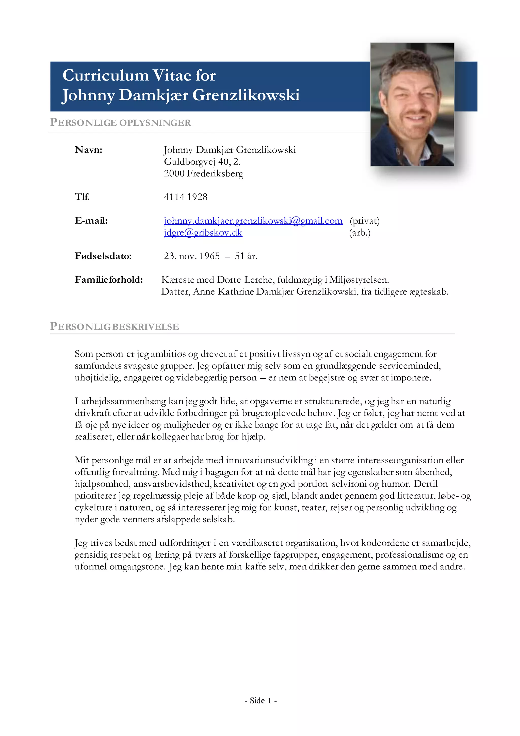 CV - Johnny Damkjær Grenzlikowski | DOCX
