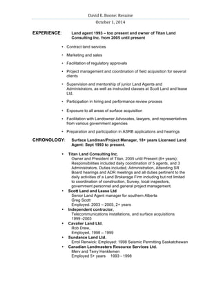 David Boone Landman Resume revised | PDF | Business | Business and Finance