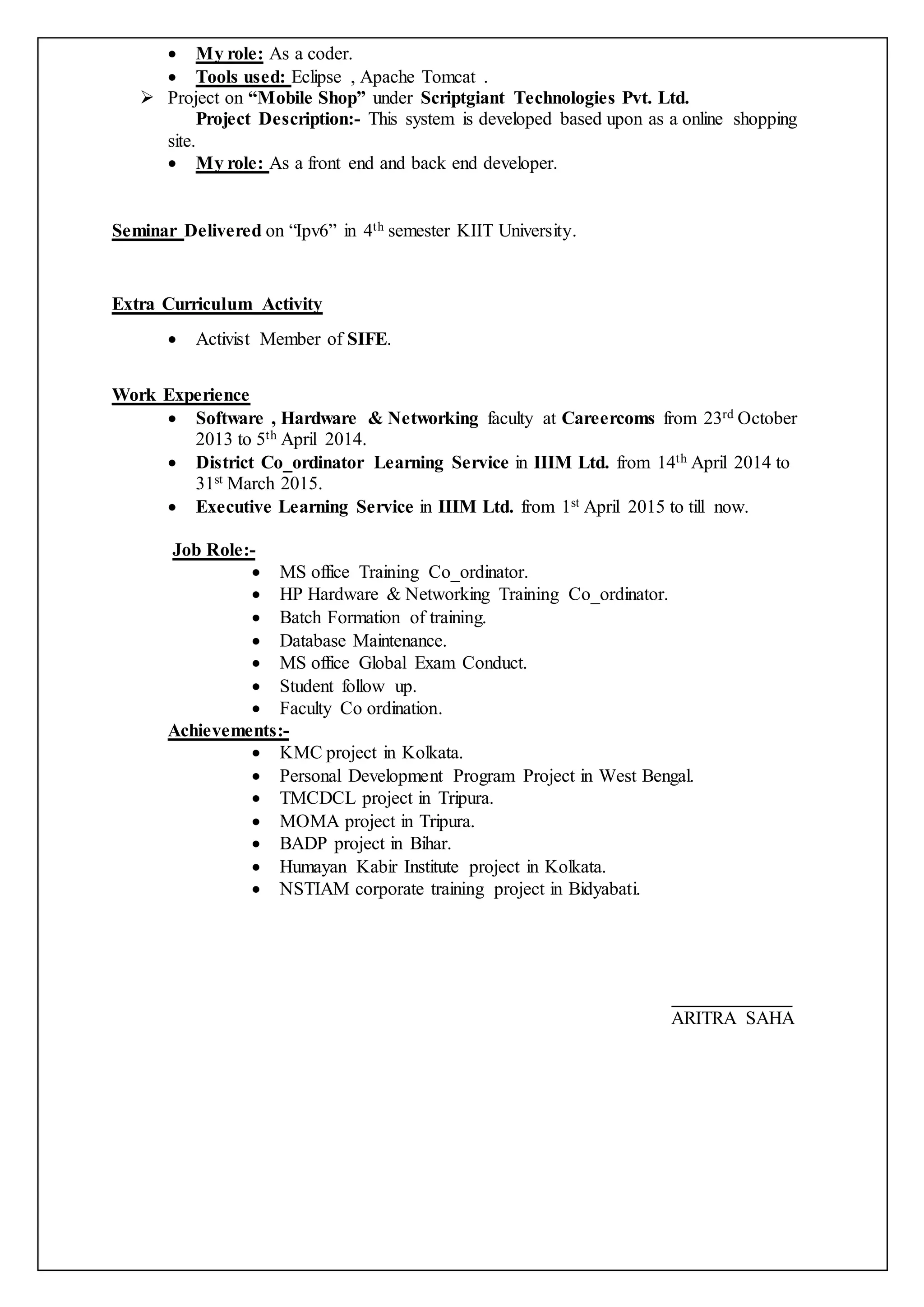 Aritra Final Resume Another | PDF