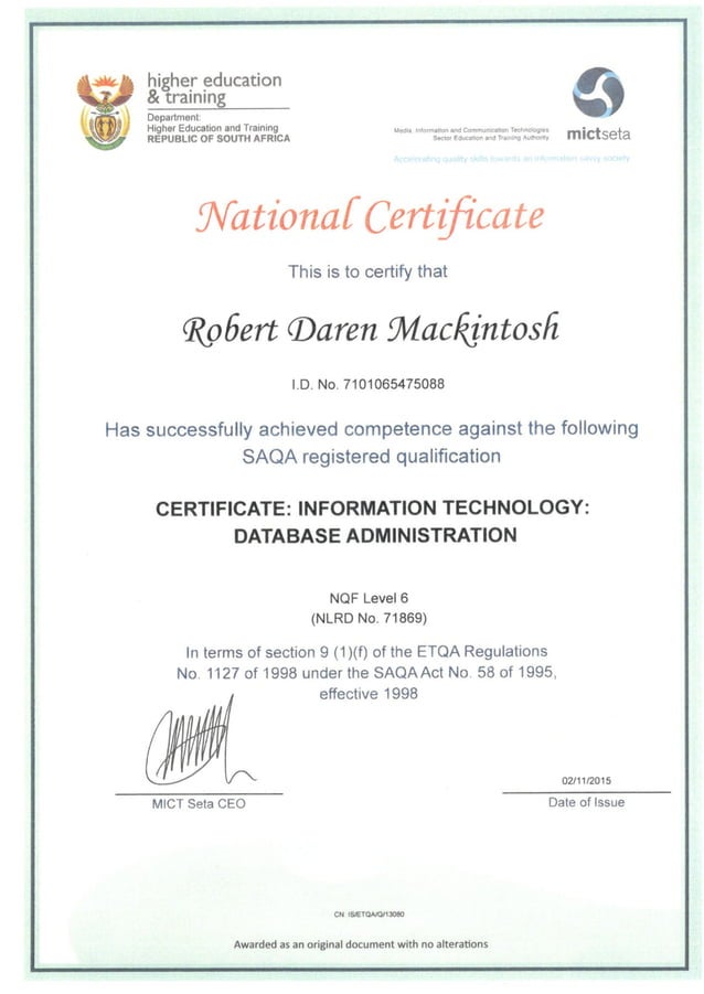 National Certificate | PDF
