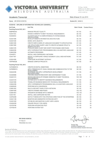 Academic Transcript Denis Komyza | PDF