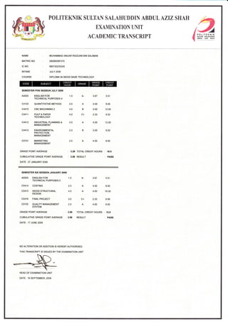 Transkrip Akademik Diploma | PDF