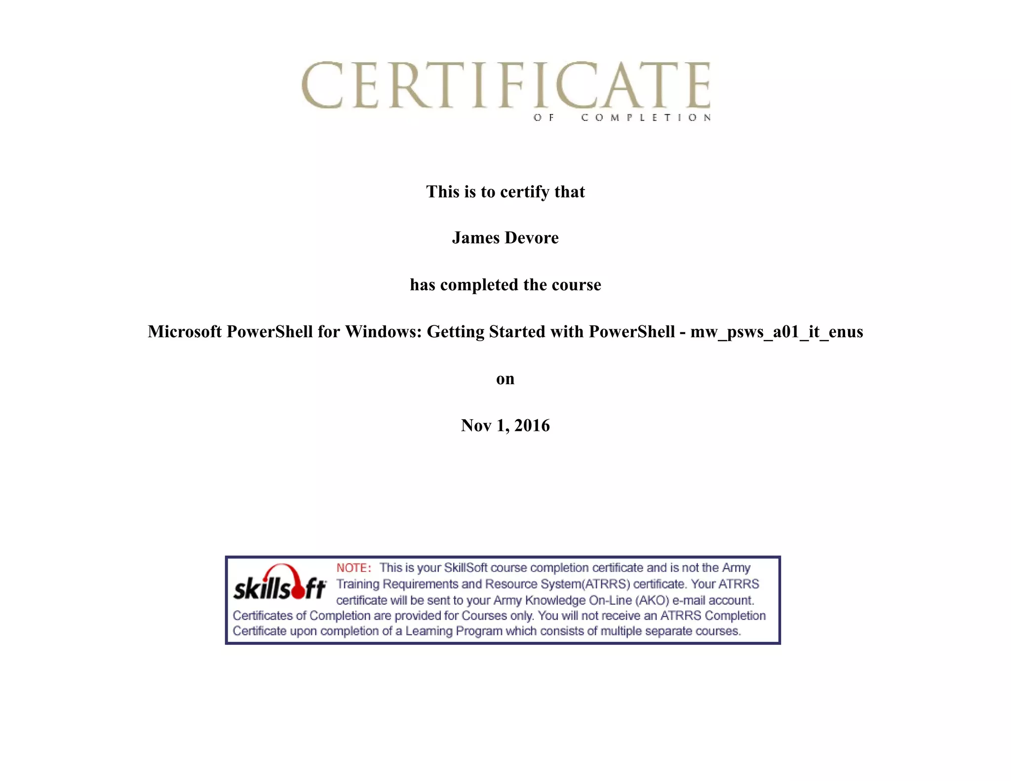 Certificate of Completion - PowerShell | PDF