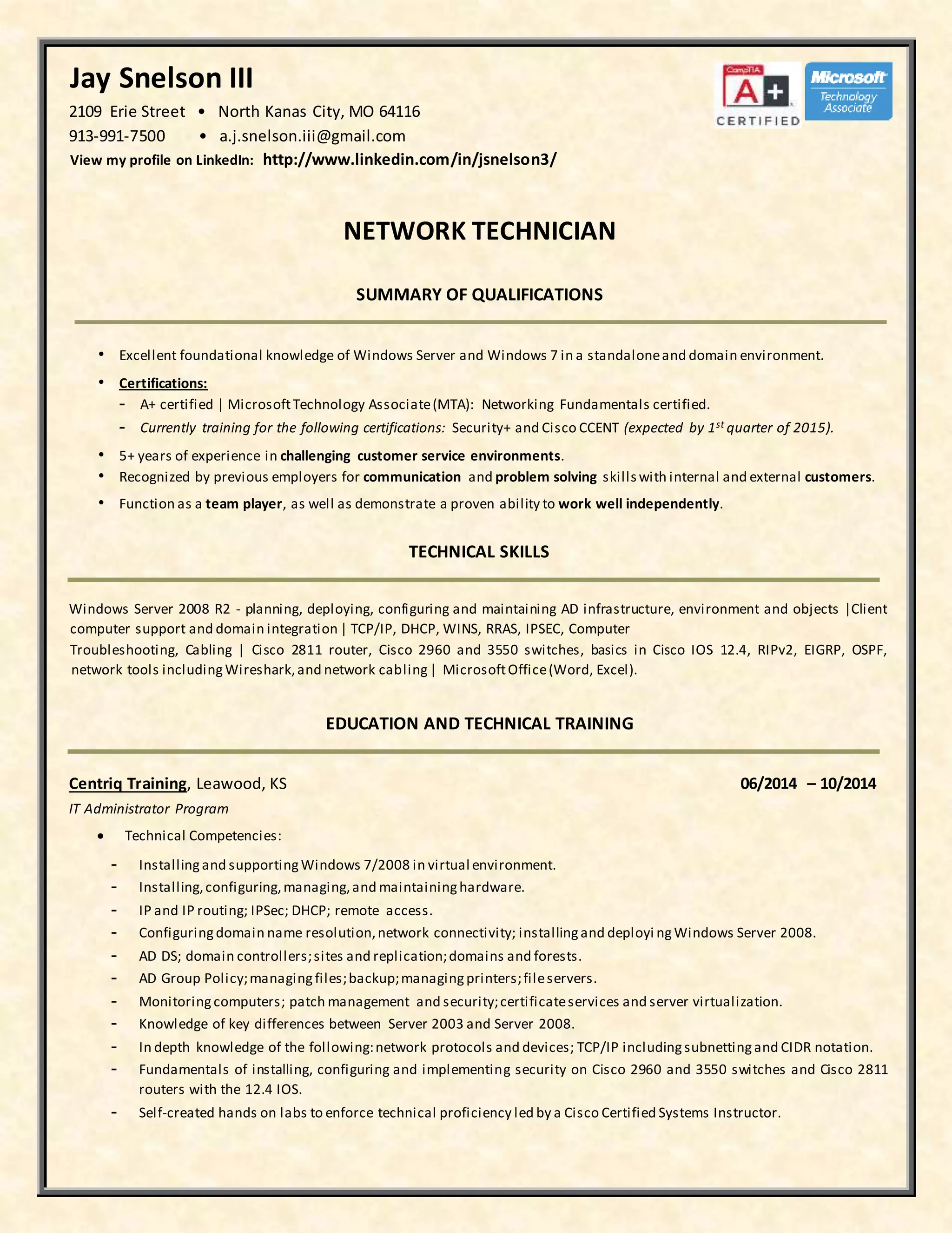 Jay Snelson Resume | PDF