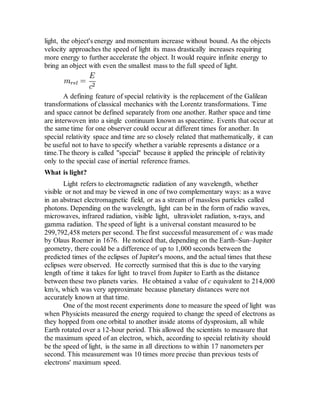 The Significance of the Speed of Light relating to Einstein | PDF