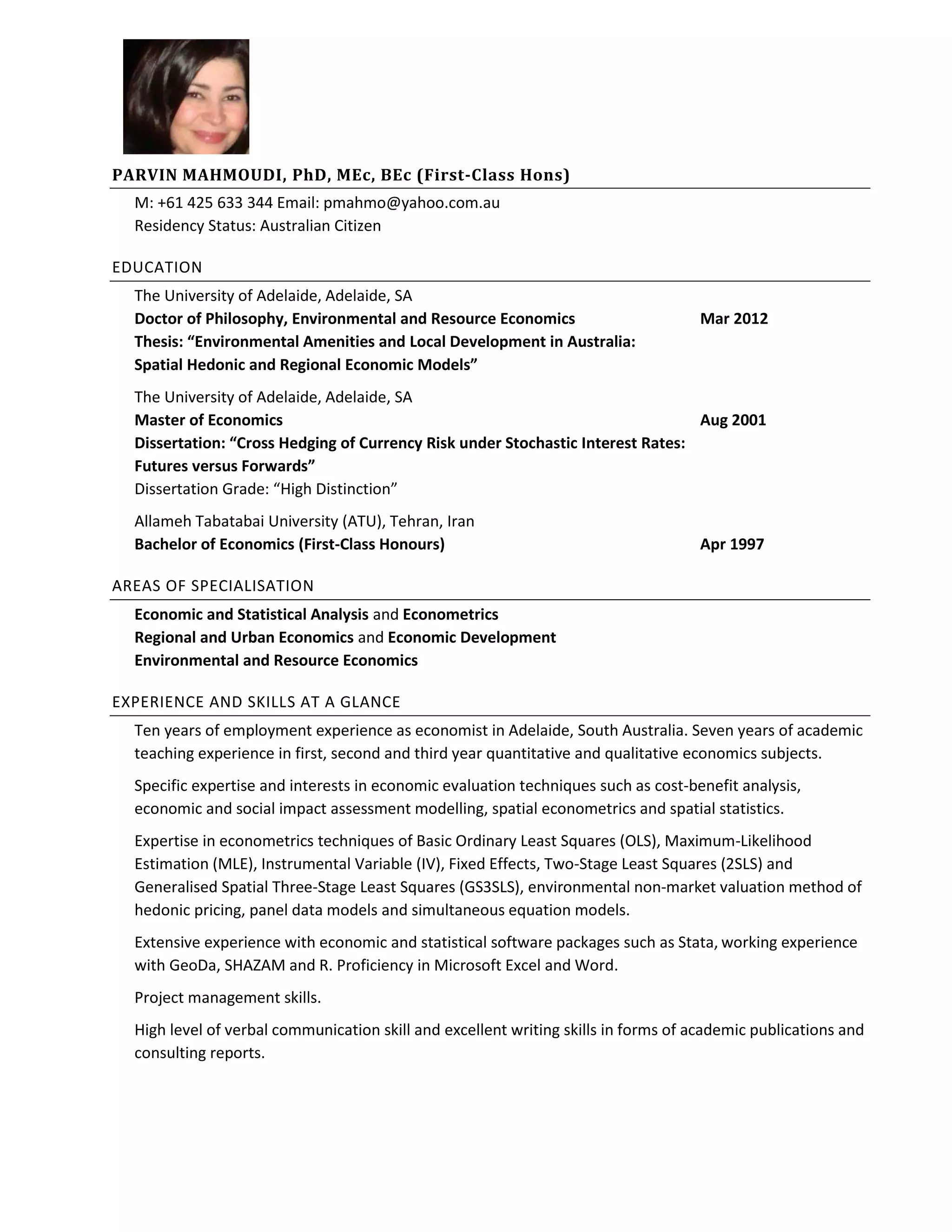 Parvin Mahmoudi-CV-2017 | PDF