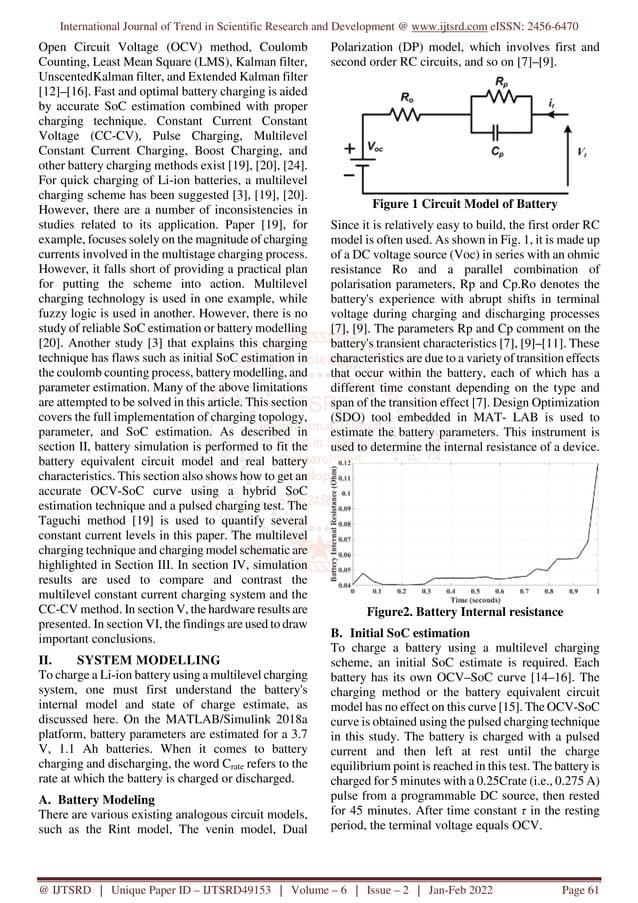 Electric Vehicles Battery Charging by Estimating SOC using Modified ...
