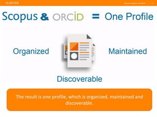 Elsevier Integration with ORCID (A. van Servellen) | PPT