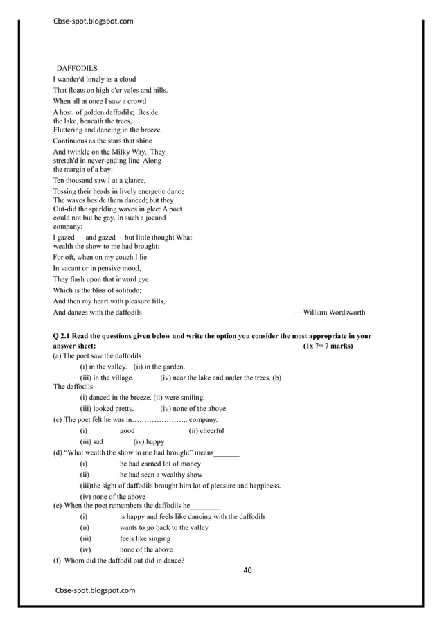 9th SA2 CBSE English sample paper | PDF | Standardized Testing ...