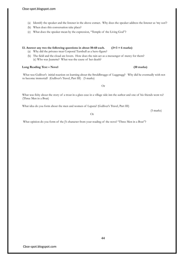 9th SA2 CBSE English sample paper | PDF | Standardized Testing ...