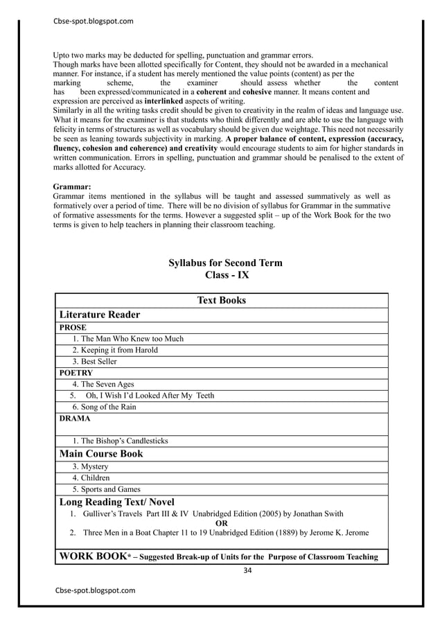 9th SA2 CBSE English sample paper | PDF | Standardized Testing ...
