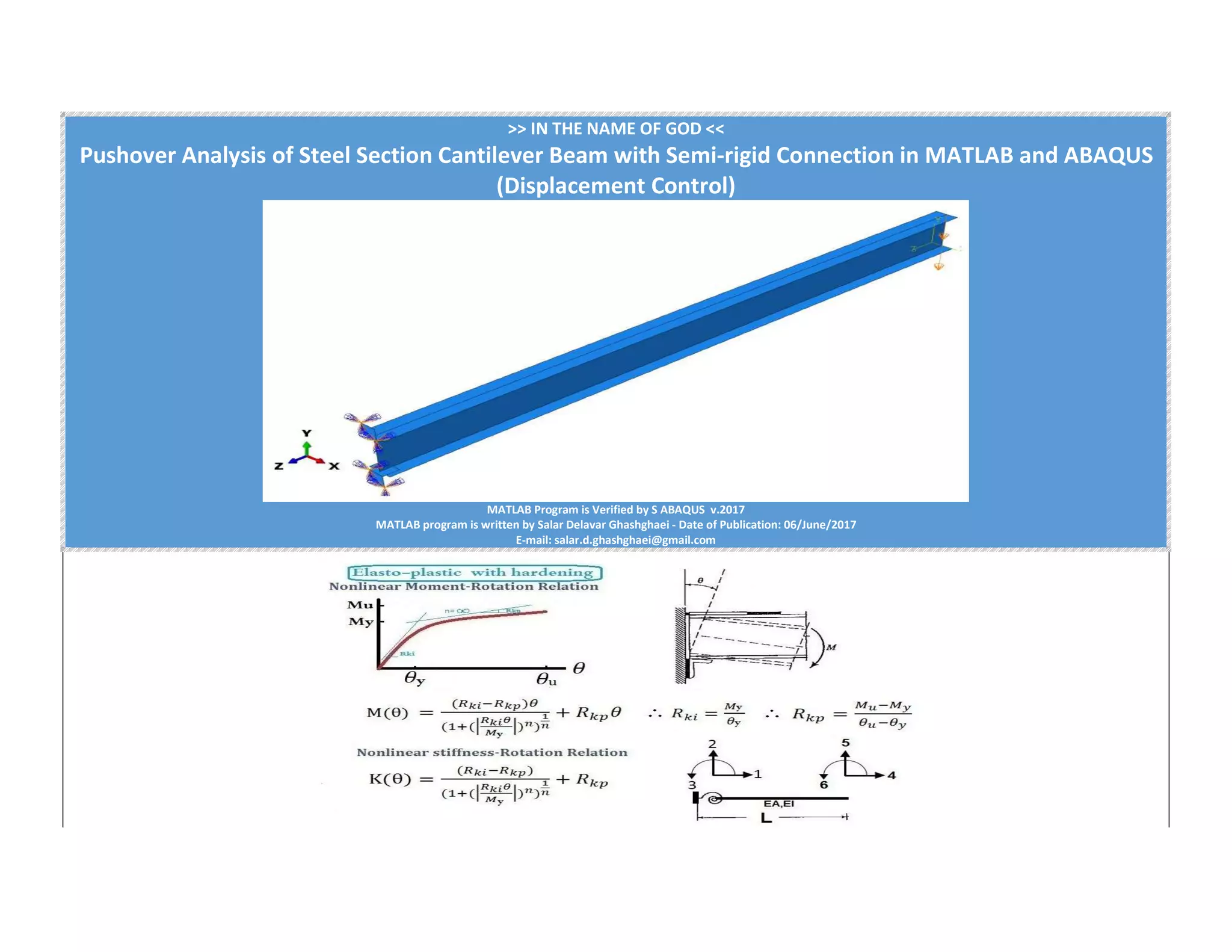 Pushover analysis of steel section beam with semi rigid connection in ...