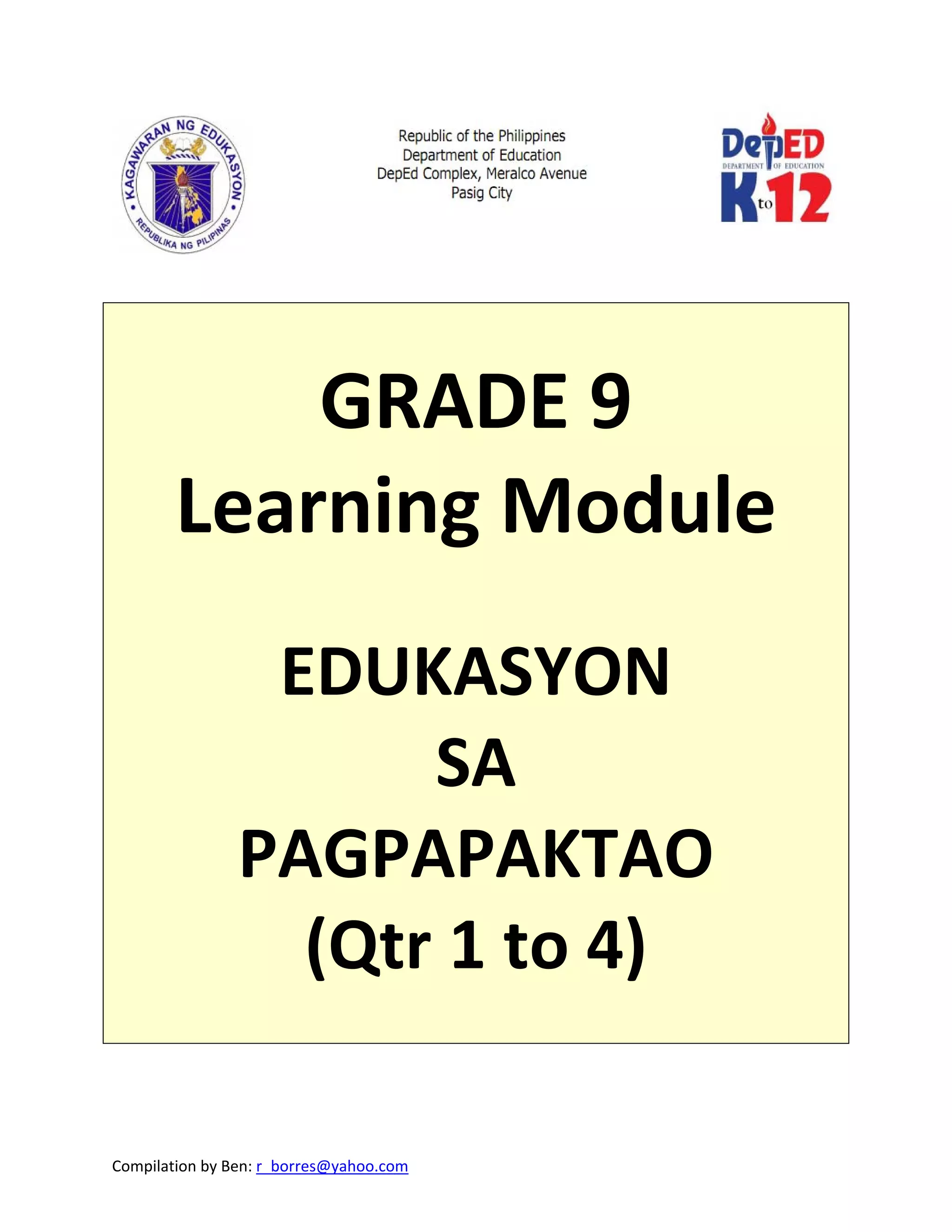 Grade 9 Learning Module in Edukasyon sa Pagpapakatao - Complete | PDF