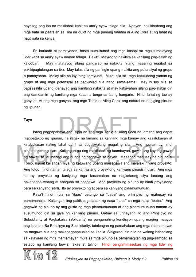 Grade 9 Learning Module in Edukasyon sa Pagpapakatao - Complete | PDF