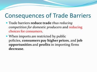9e trade barriers | PPTX | Political Issues & policy | Politics