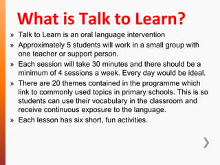 Talk to learn training session | PPTX