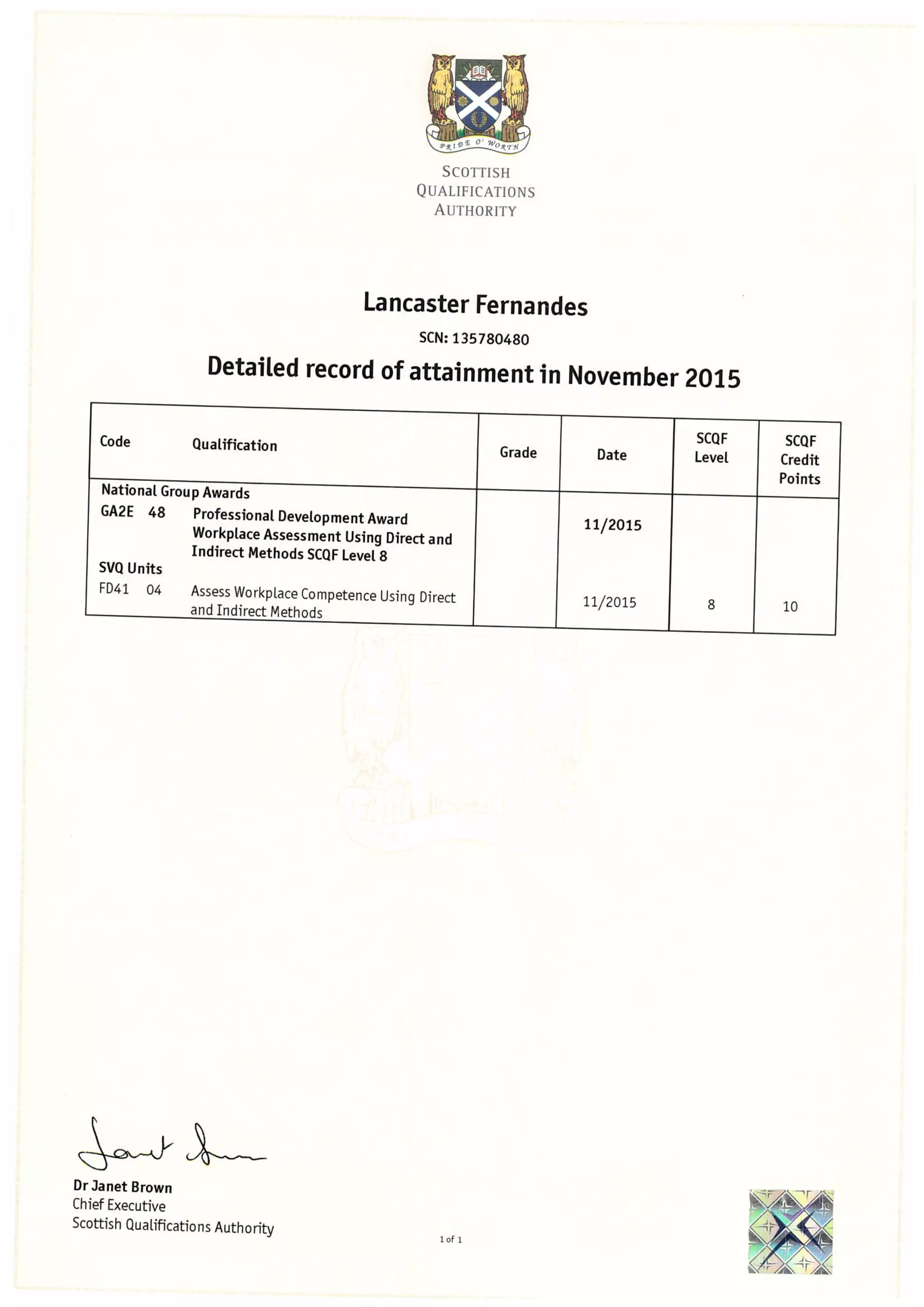 SQA -SCQF Level 8 certificate Assessor | PDF