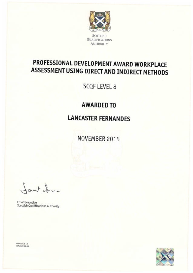 SQA -SCQF Level 8 certificate Assessor | PDF