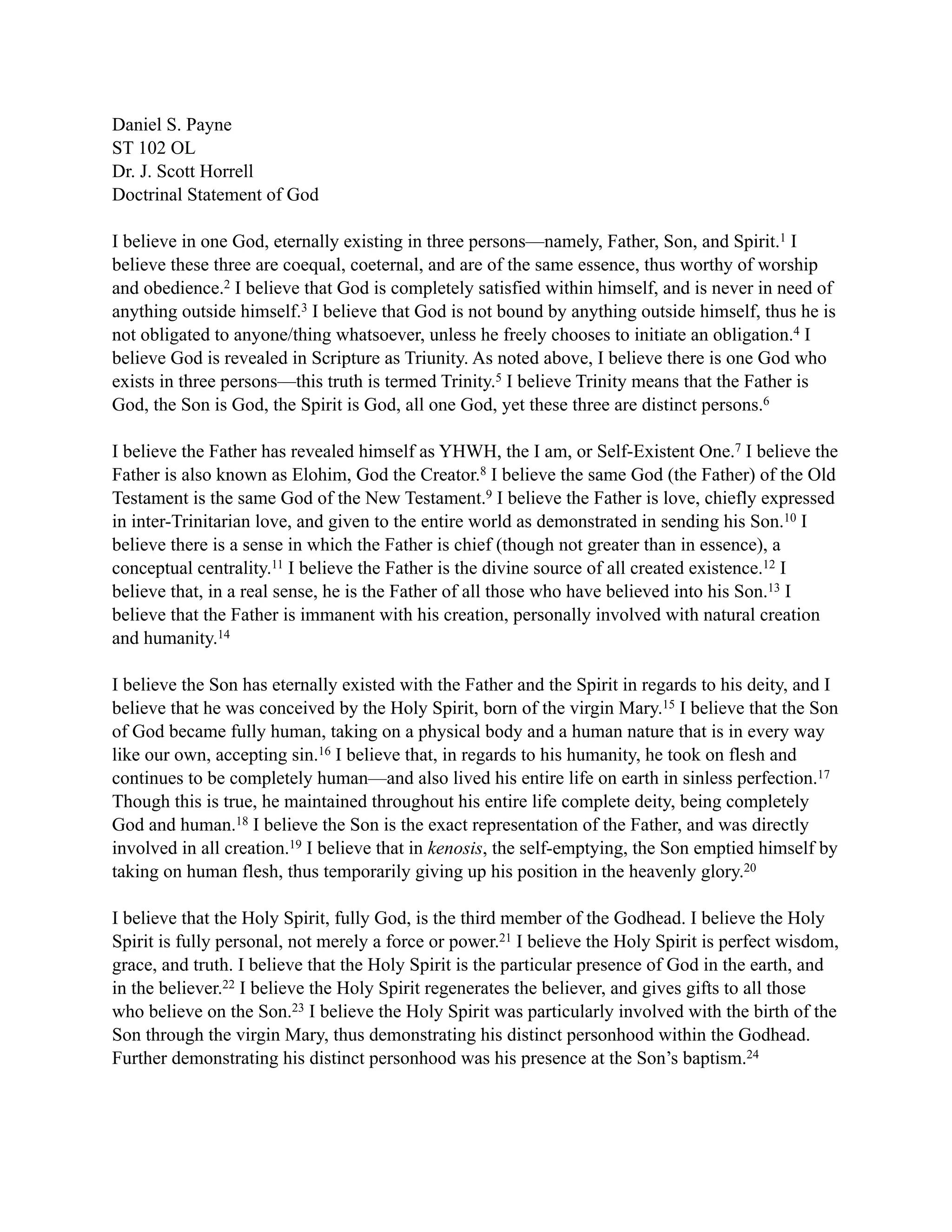 DP Doctrinal Statement of God | PDF