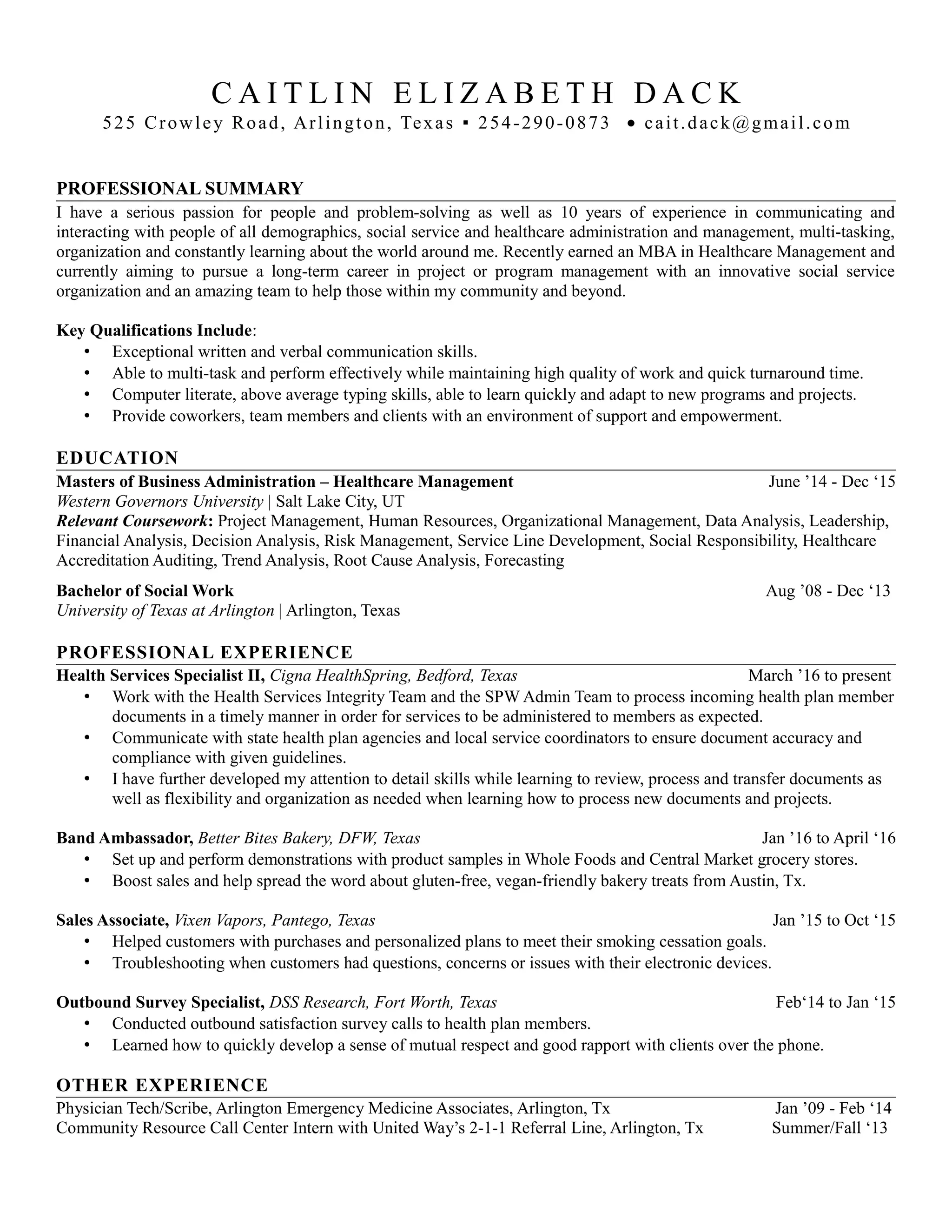 Program Specialist I RESUME | DOC