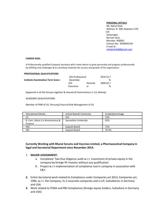 Resume | RTF | Business Accounting & Finance | Business