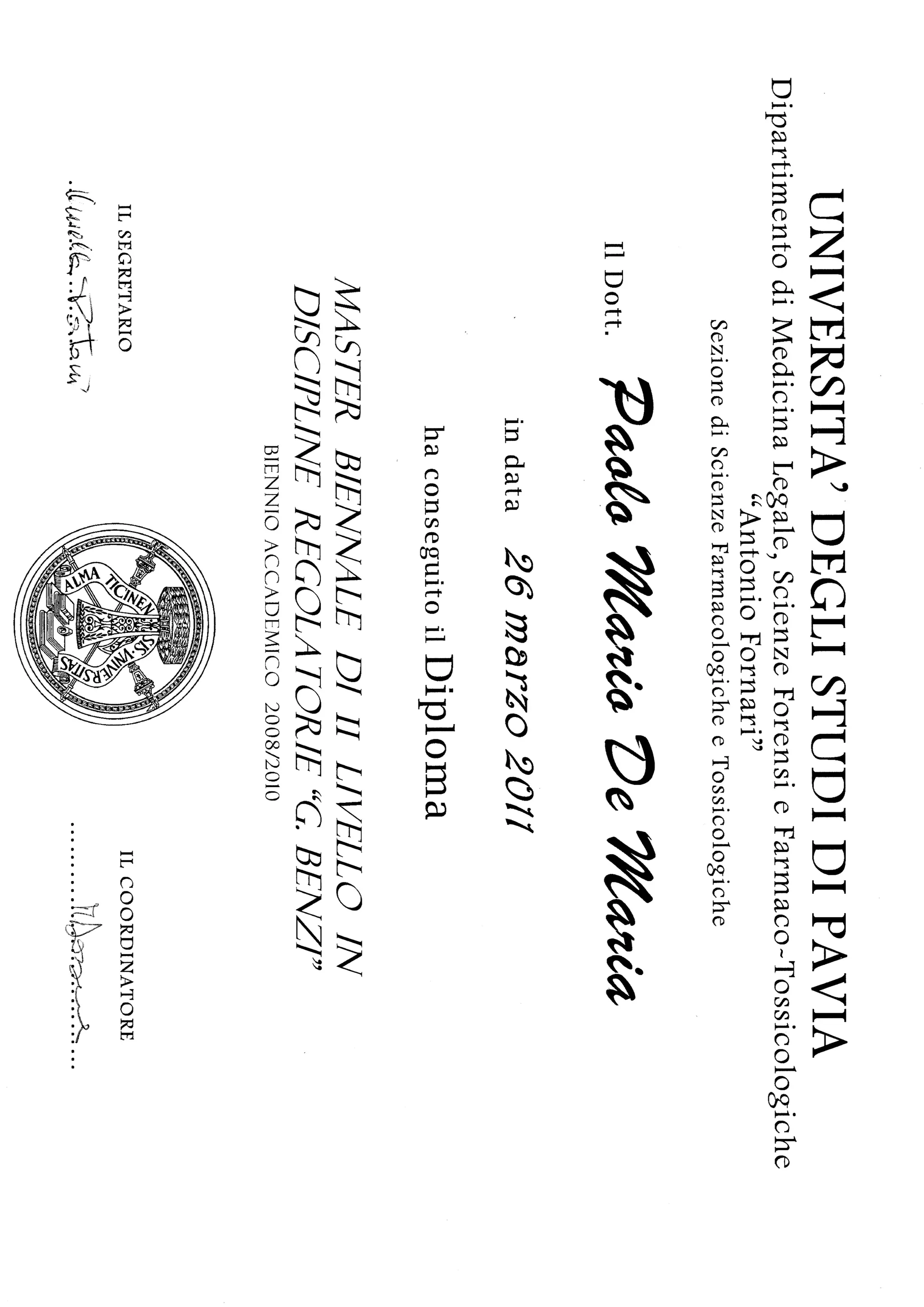 diploma master di II livello in discipline regolatorie unoversità degli ...