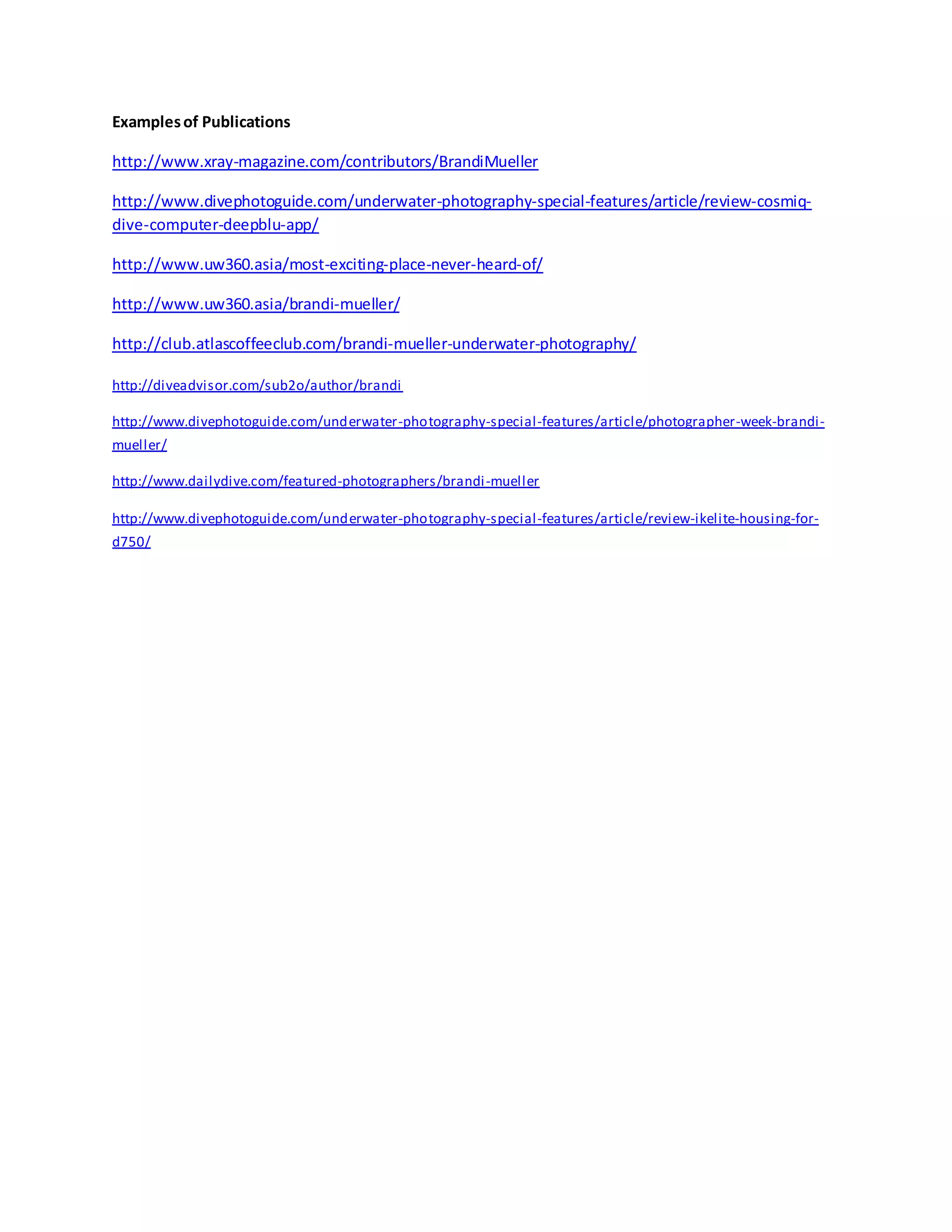 Examples of Publications | DOCX