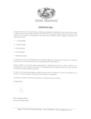 Elite Training Reference Carlos Giron | PDF