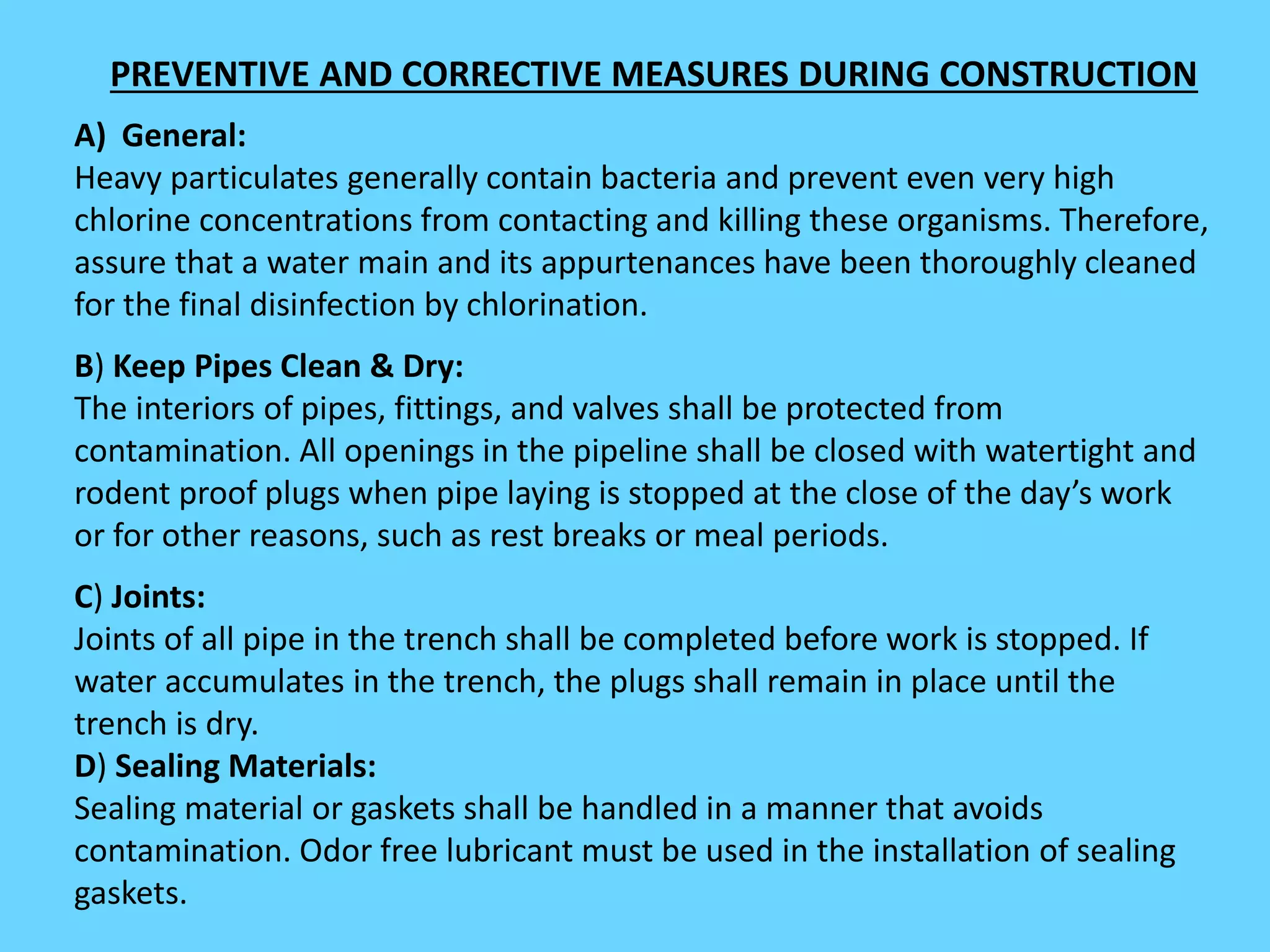 Disinfection and Chlorination of Potable Water Lines | PPSX