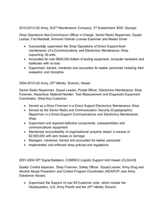 Civilian Resume General | DOCX | Technology & Computing