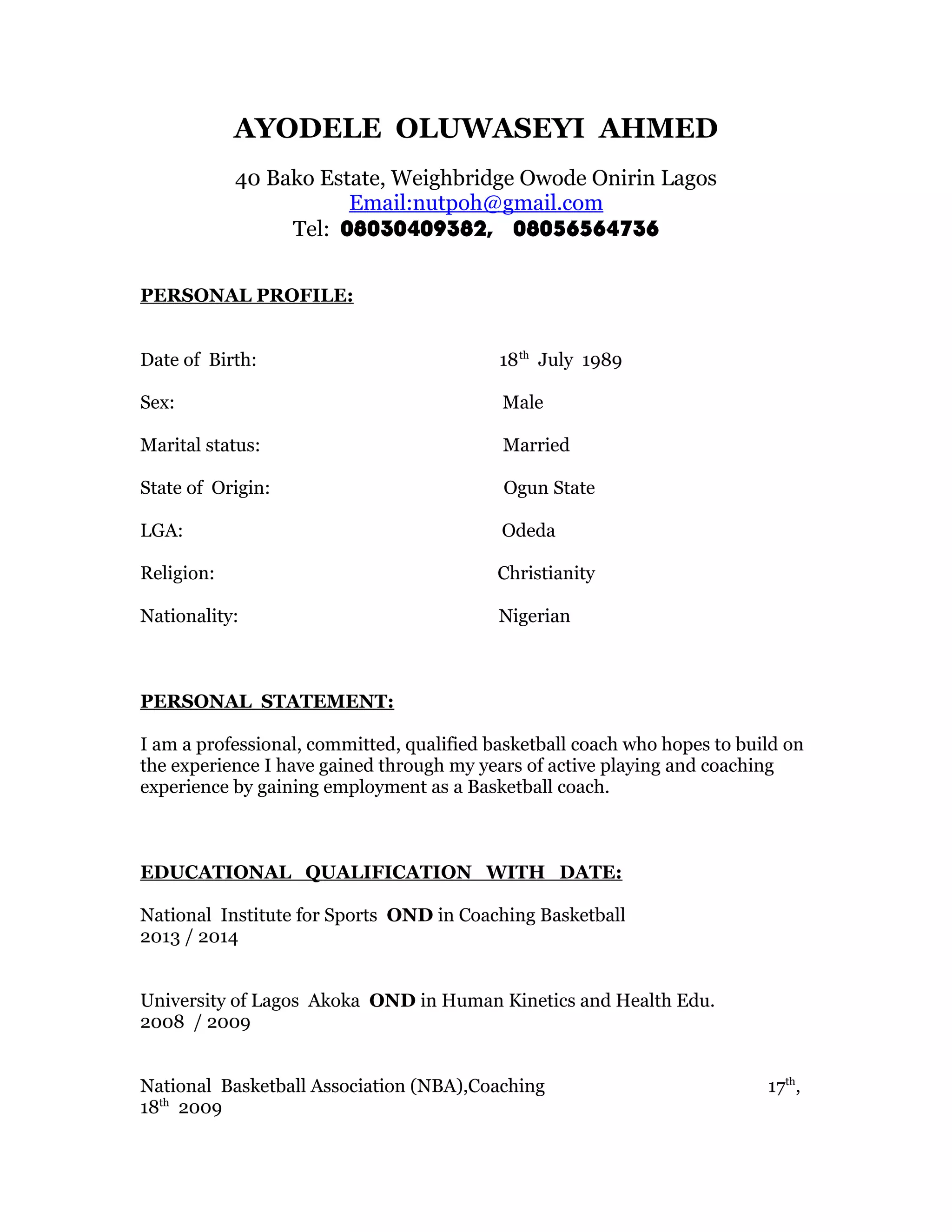 Ayodele CV | PDF