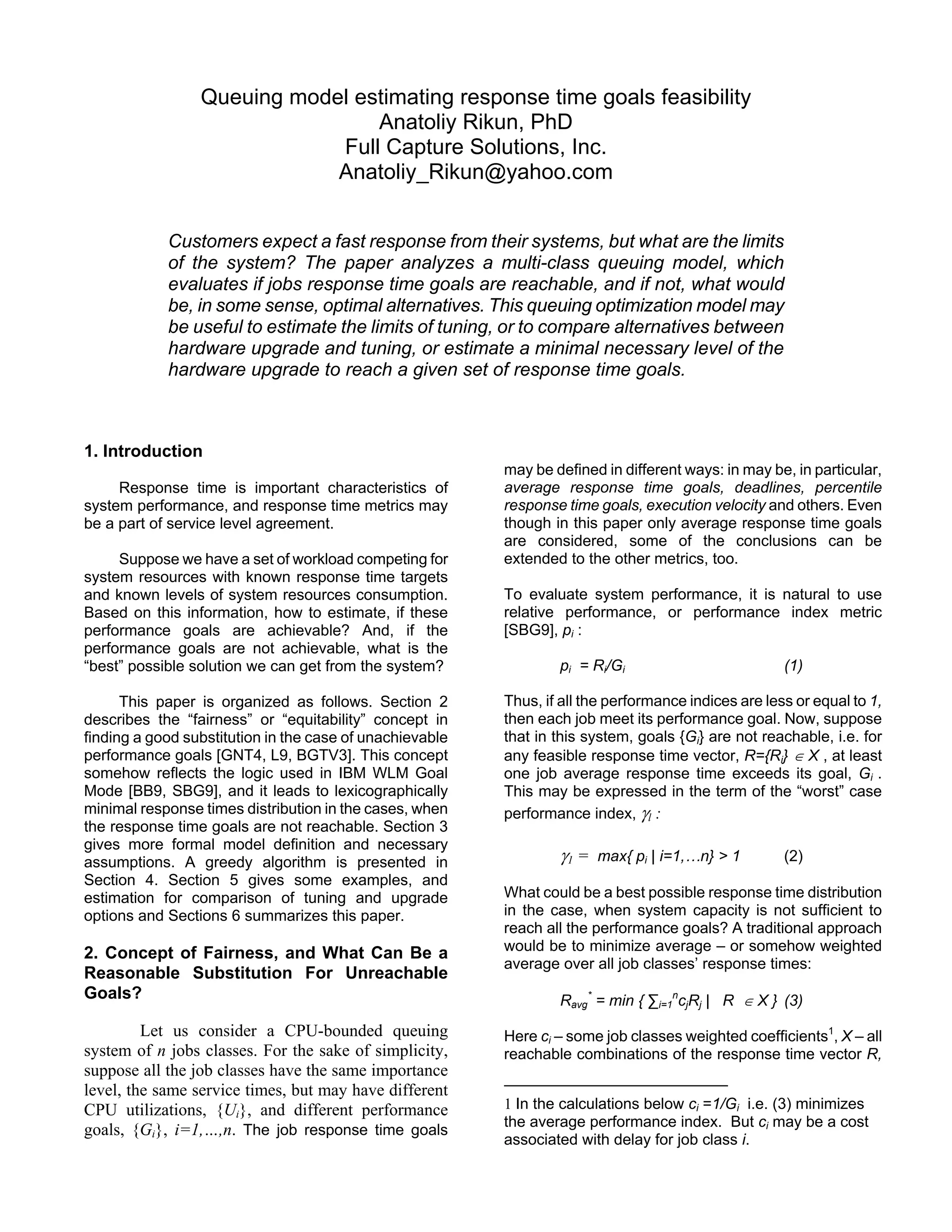 Queuing model estimating response time goals feasibility_CMG_Proc_2009_9097 | PDF | Computing ...